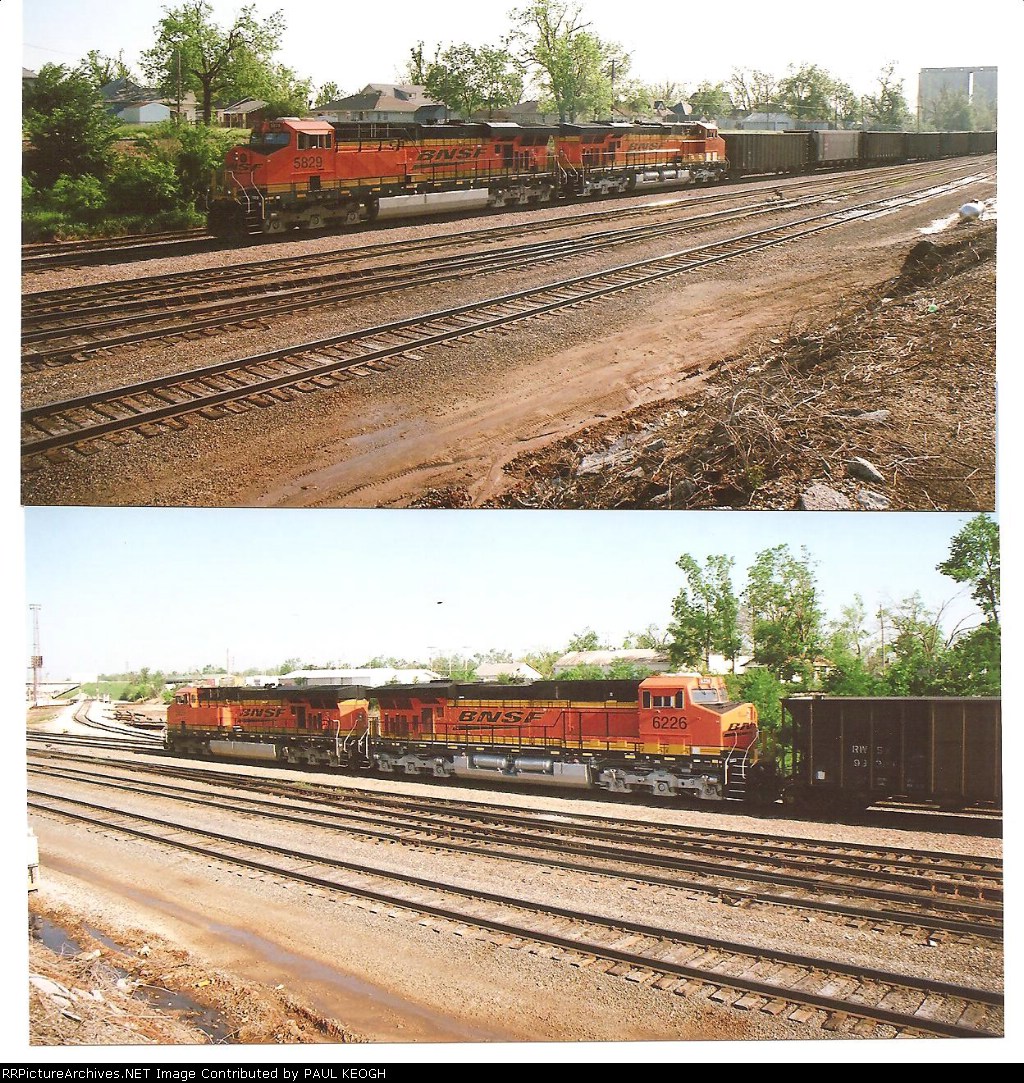 BNSF 5829 and BNSF 6226 roll west into BNSF Springfield yard